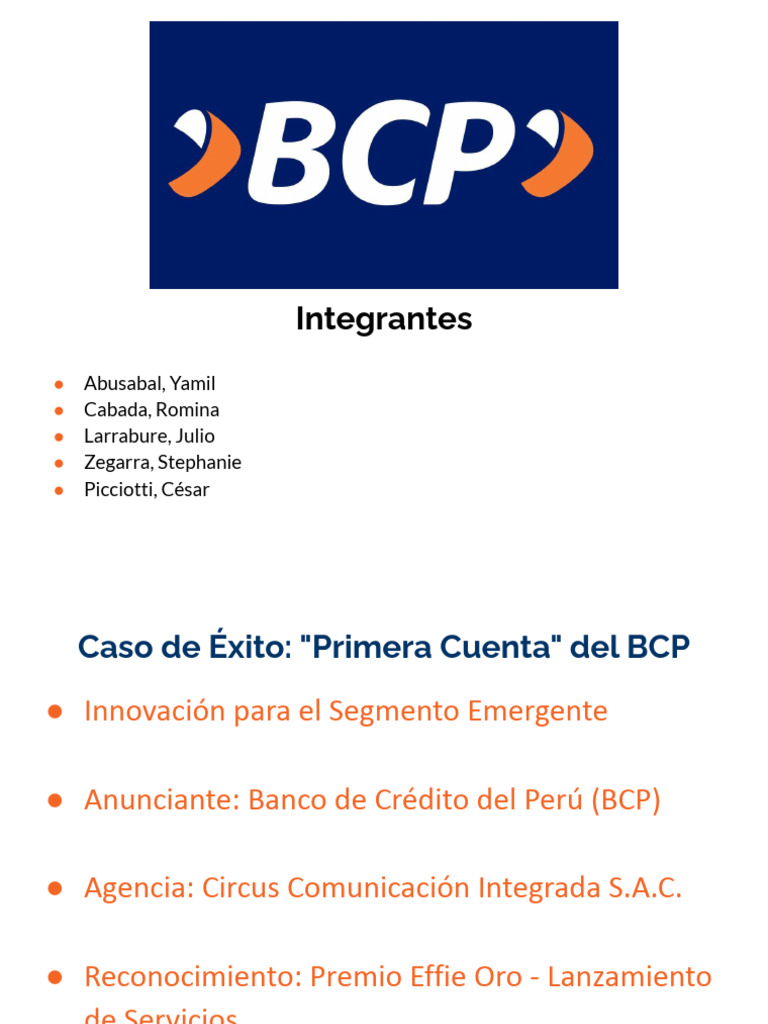Éxito de "Primera Cuenta" del BCP | PDF | Bancos | Marketing