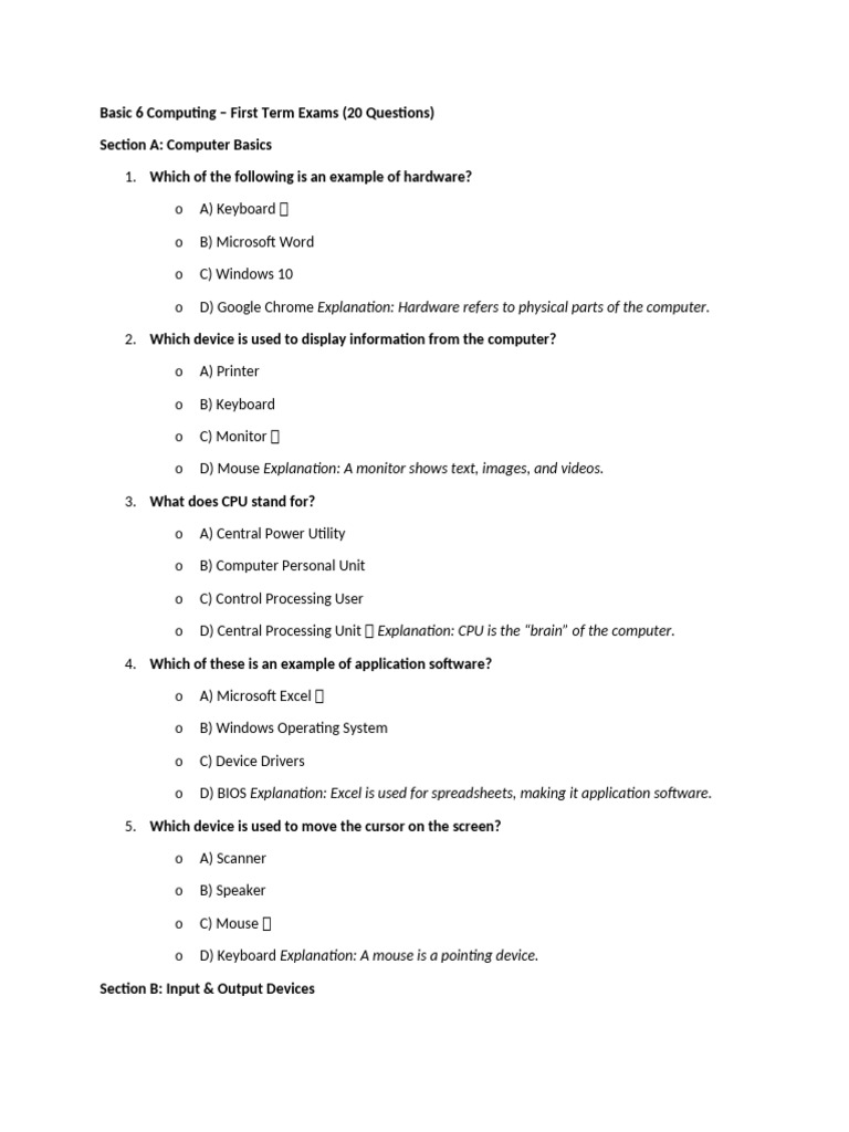 Basic 6 Computing | PDF | Computer Data Storage | Random Access Memory