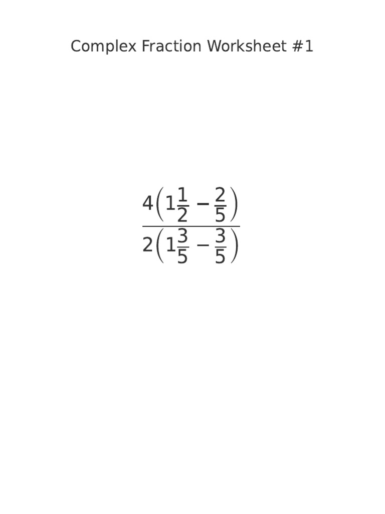 Complex Fraction Worksheets Collection | PDF