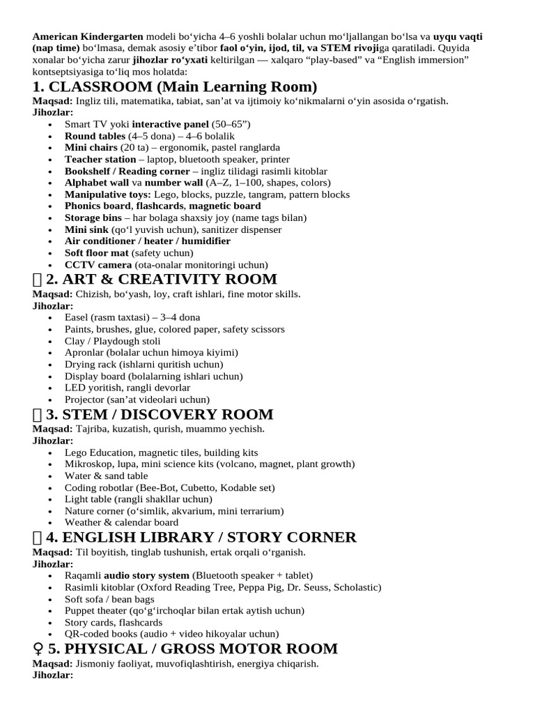 American Kindergarten modeli bo | PDF