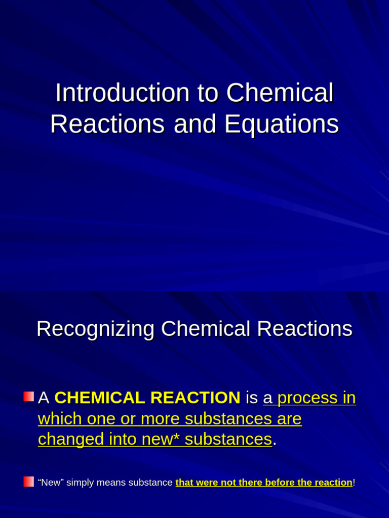 Introduction to Chemical Reactions Physical Science | PDF | Chemical ...