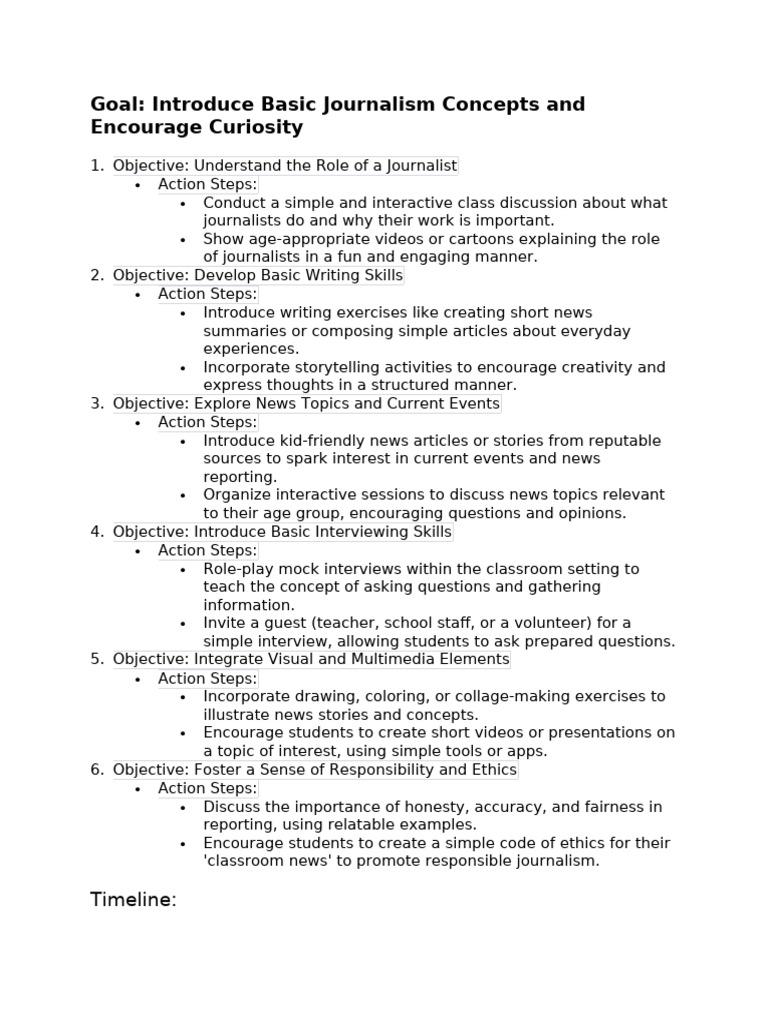 Action Plan For Journalism | PDF | Journalism | Multimedia