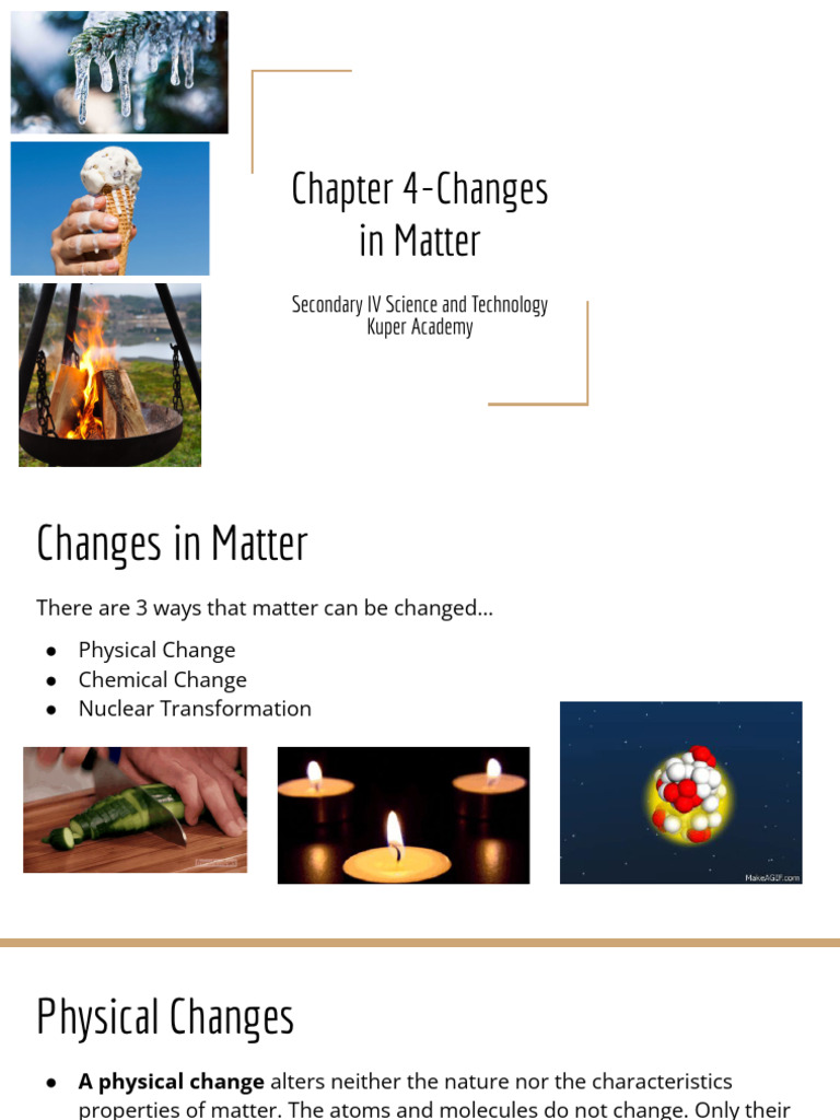 Ch. 4- Changes in Matter | PDF | Chemical Reactions | Combustion