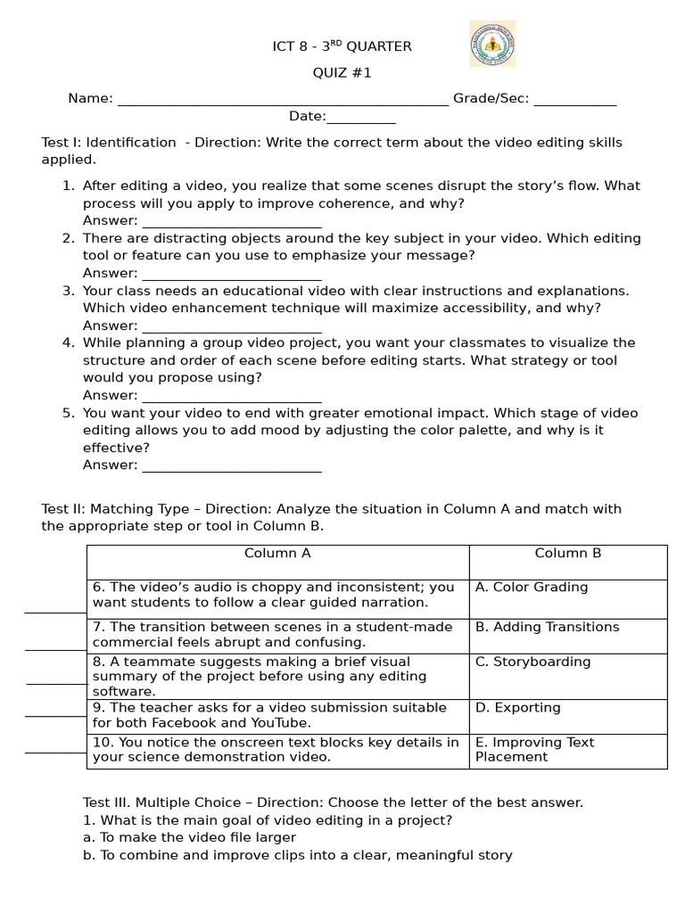Ict 8 q3 - Summative 1 | PDF