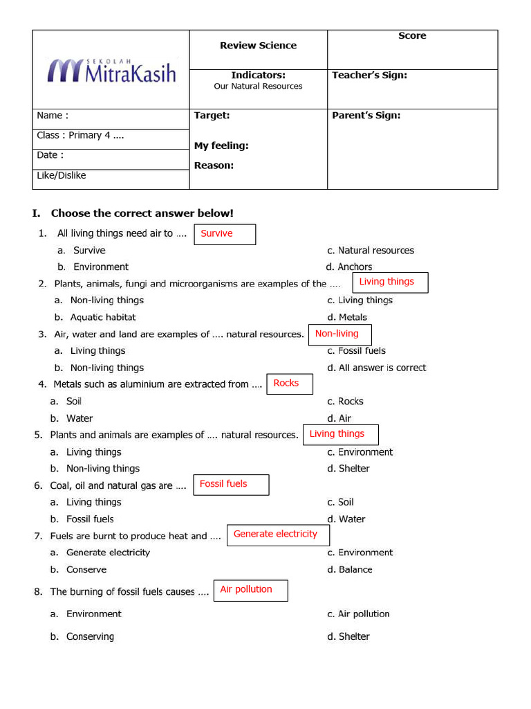 REVIEW Our Natural Resources 1 | PDF
