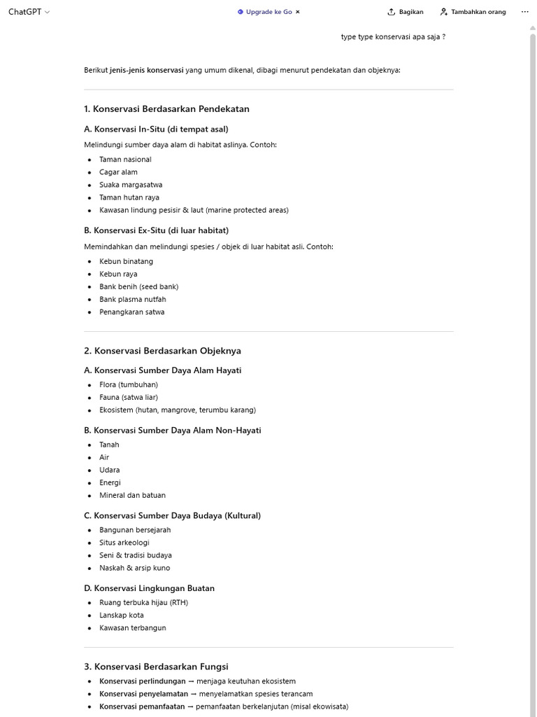 Jenis-Jenis Konservasi Sumber Daya Alam | PDF