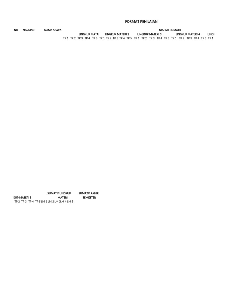 DAFTAR NILAI FORMATIF | PDF
