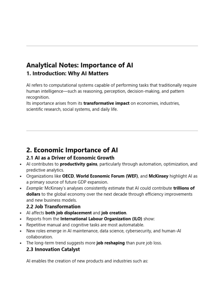 Importance of AI in Economy and Society | PDF | Artificial Intelligence ...
