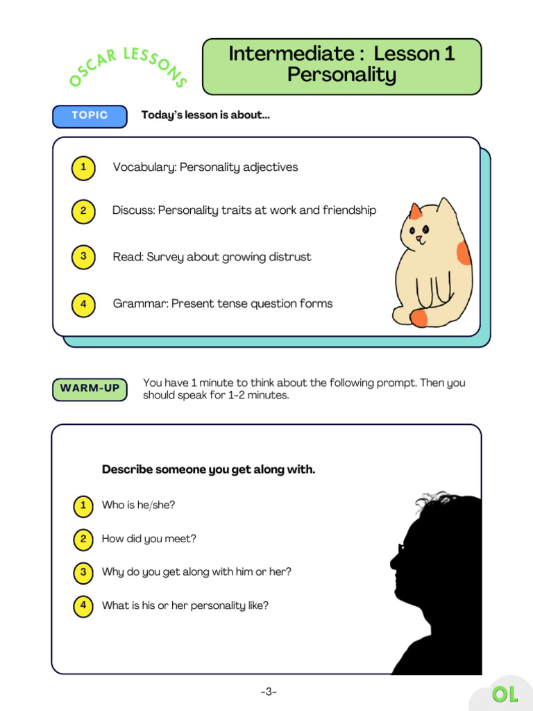 Intermediate Lessons 1 Free | PDF | Question | Subject (Grammar)