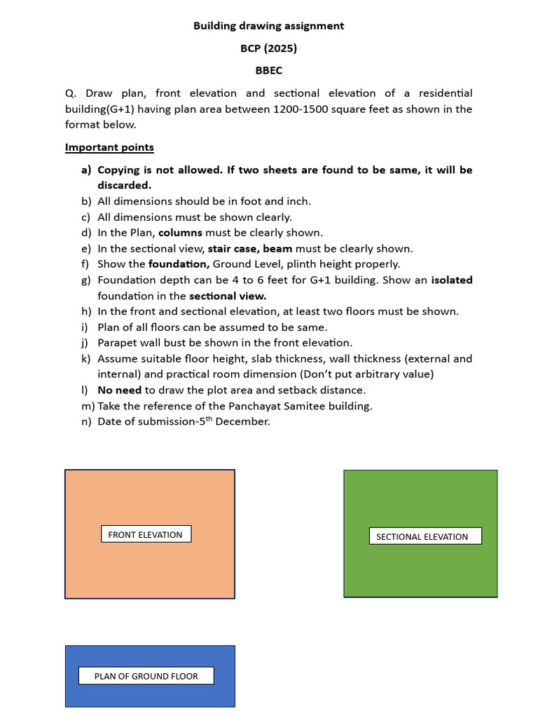Residential Building Drawing Assignment | PDF