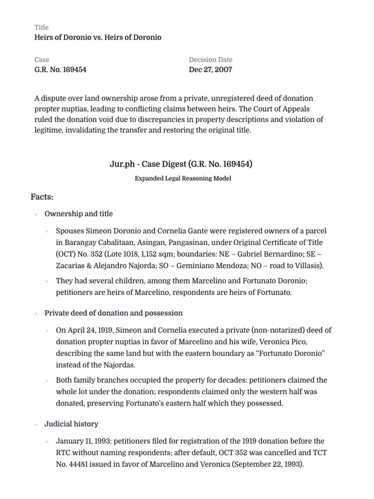 Heirs of Doronio Land Ownership Dispute | PDF | Common Law | Justice