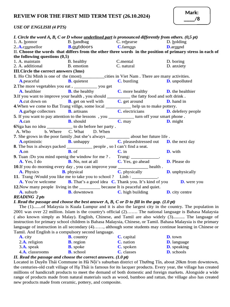 2610-Review For The First Mid Term Test | PDF | Crafts