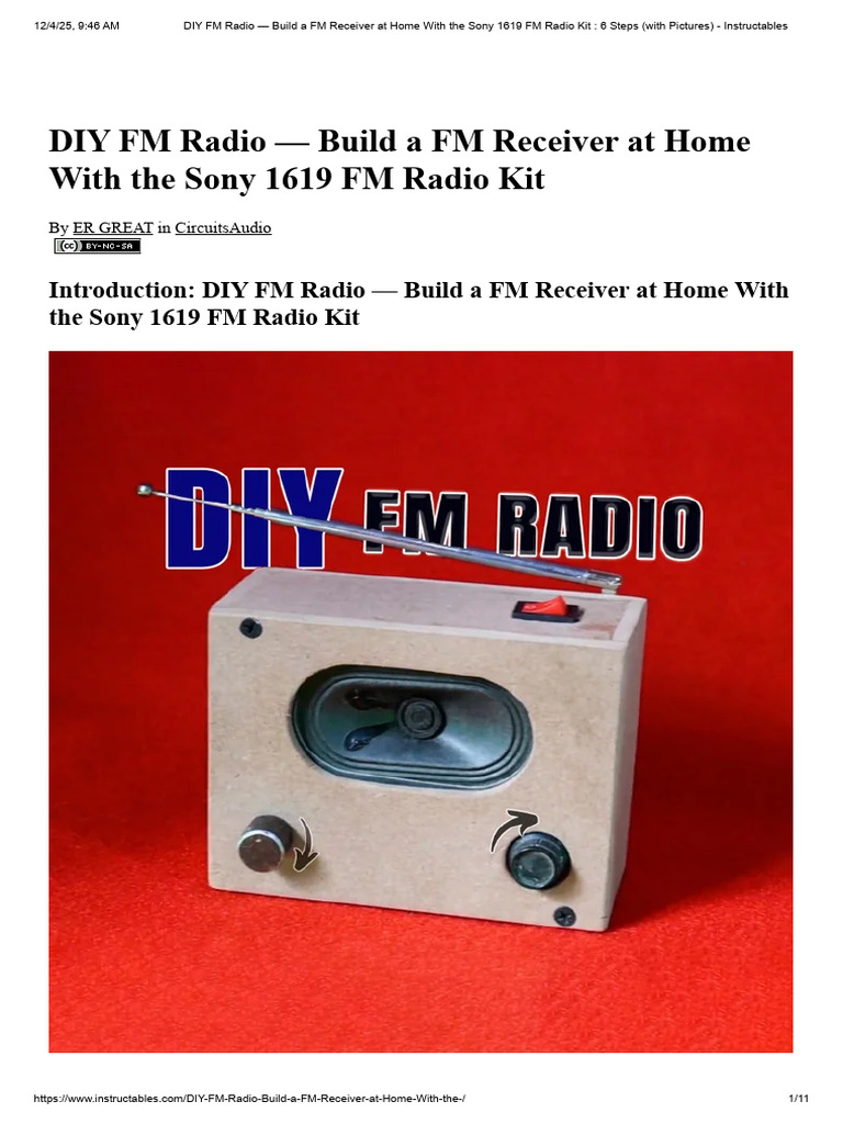 DIY FM Radio — Build a FM Receiver at Home With the Sony 1619 FM Radio ...