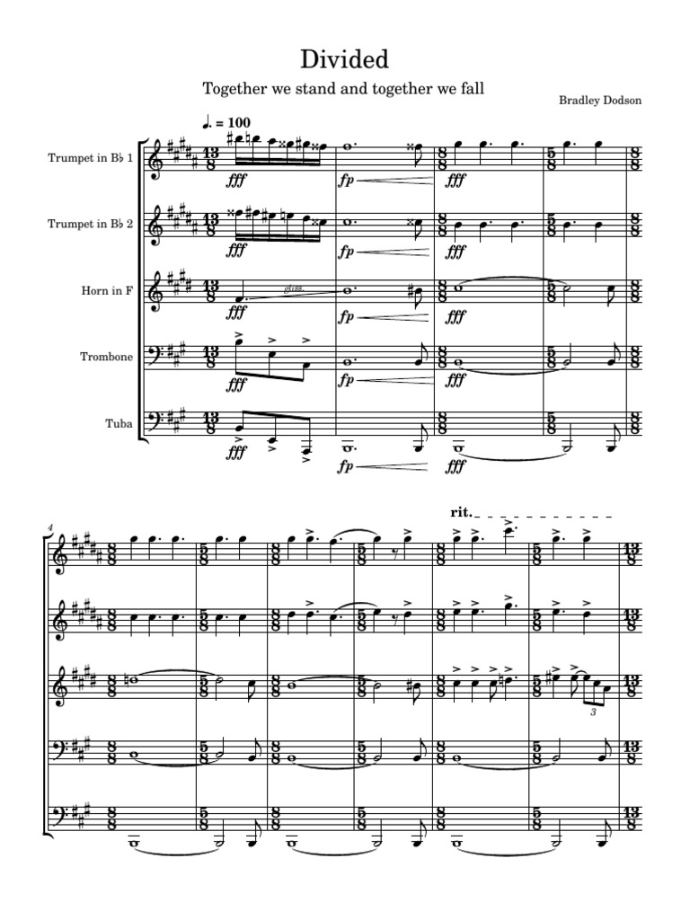 Divided: Ensemble Music Score | PDF | Music Production | Brass Instruments