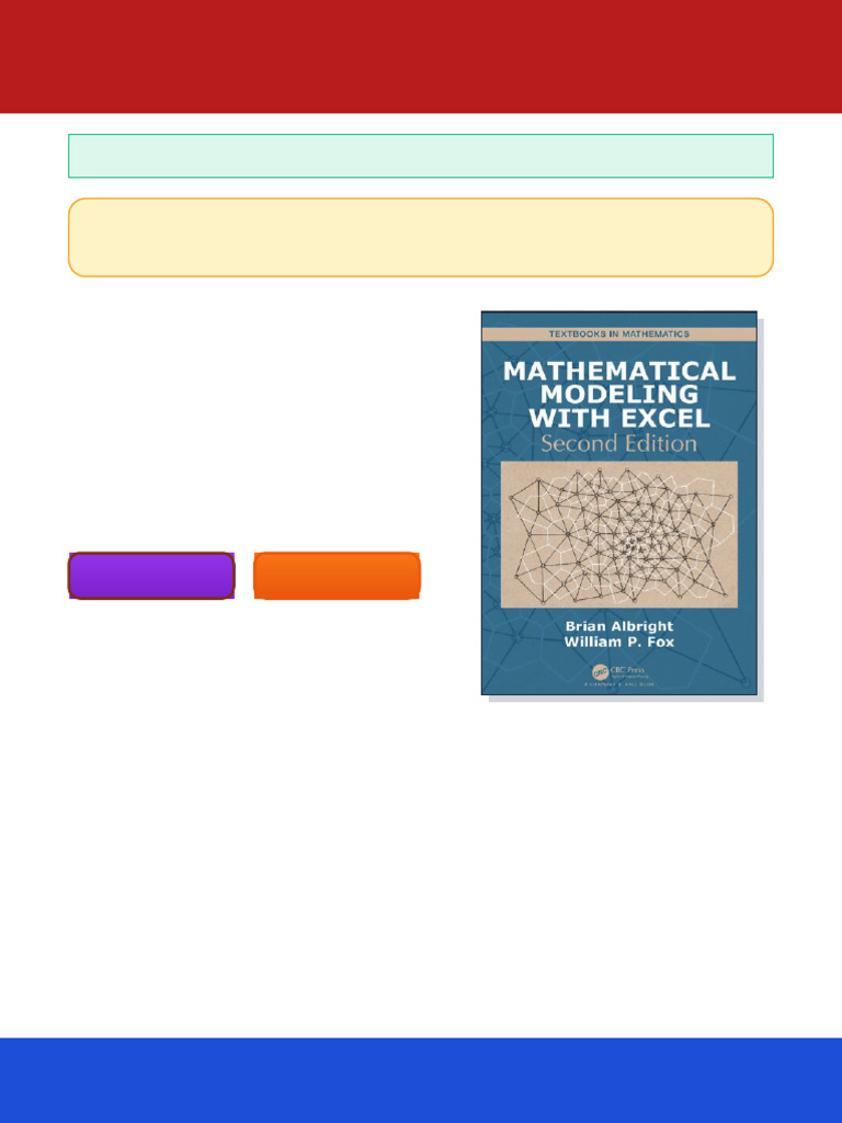 Mathematical Modeling with Excel 2nd Edition Brian Albright ebook ...