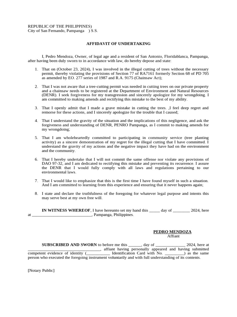 Affidavit of Undertaking | PDF | Affidavit | Justice