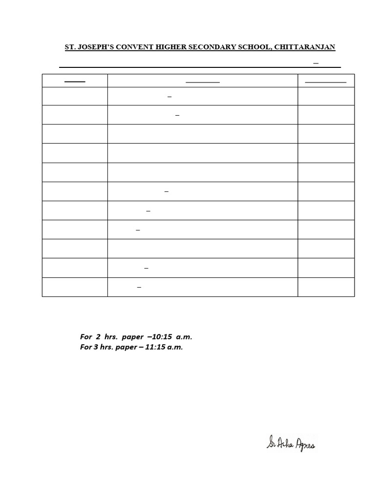 Pre Mock Exam Time Table X 2025 - 2026 | PDF