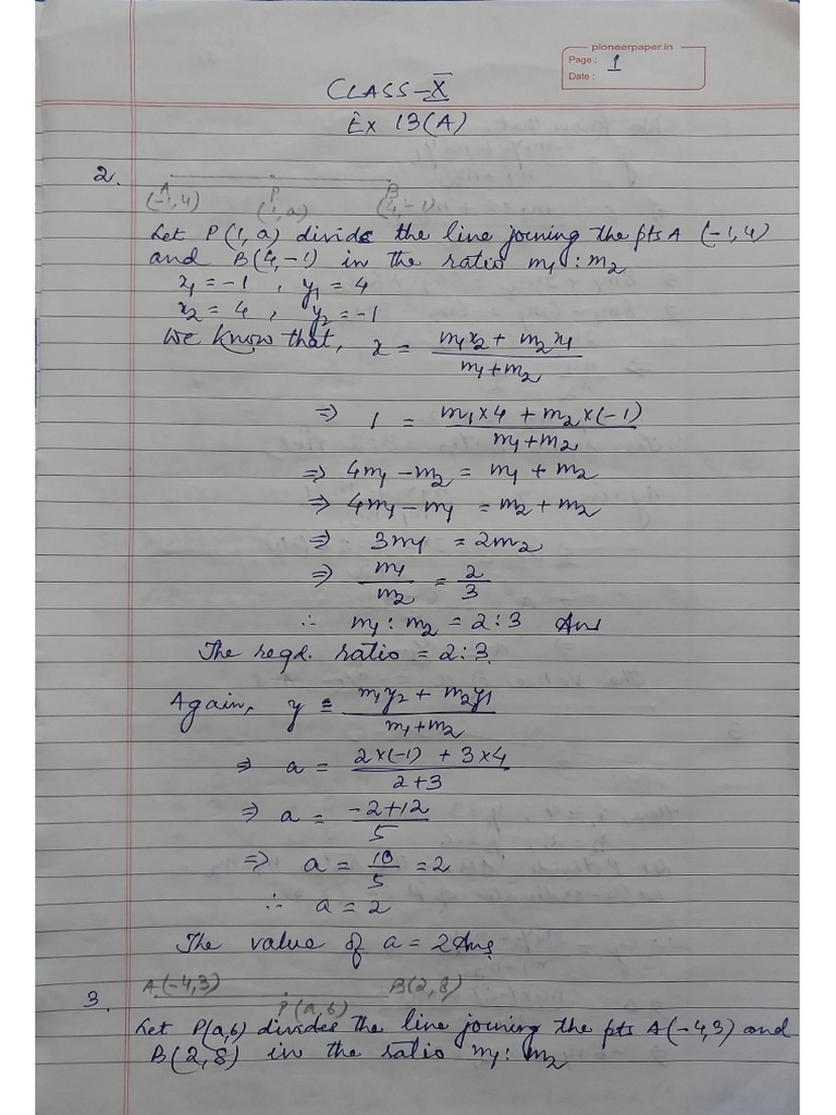 Class X - Exercise 13a | PDF