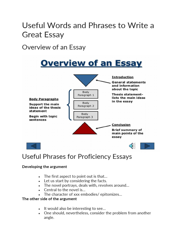 Useful Words and Phrases to Write a Great Essay (1) | PDF | Argument ...
