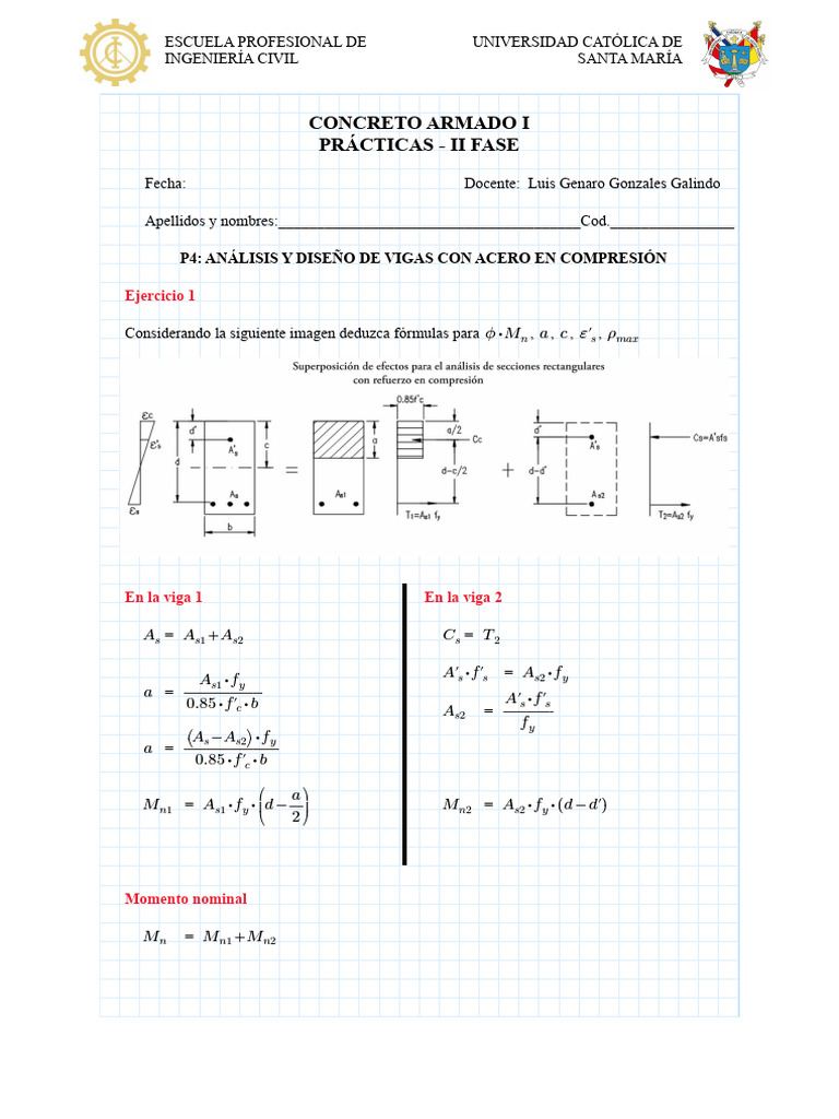 CA1 - F2 - P4 - Análisis y Diseño de Vigas Con Acero en Compresión ...