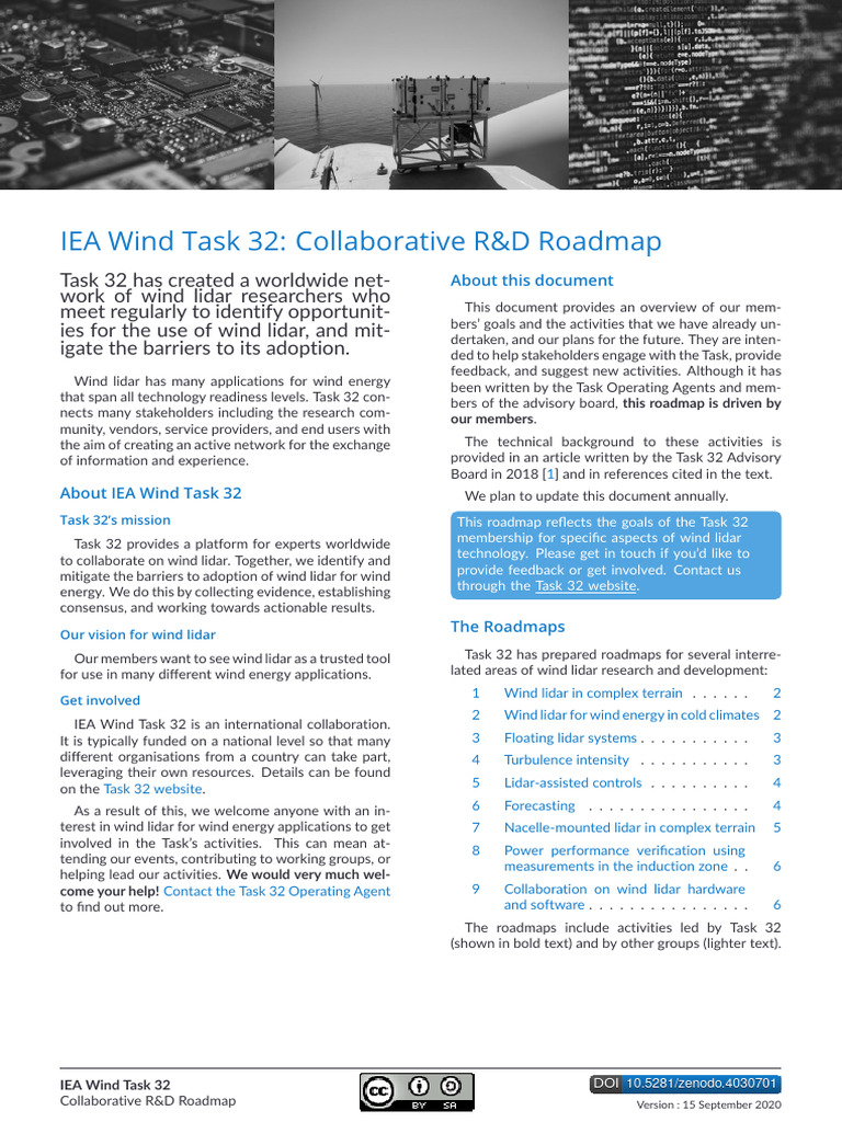 IEA Wind Task 32 Collaborative RD Roadmap | PDF | Lidar | International ...