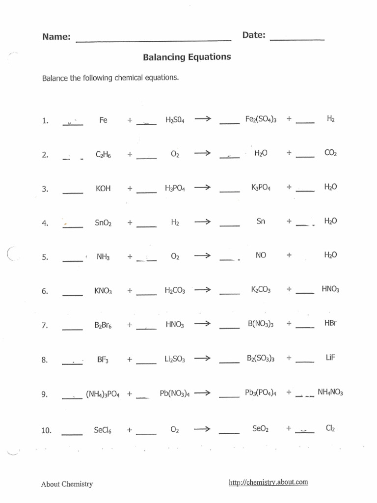 Balancing Equations - Review | PDF
