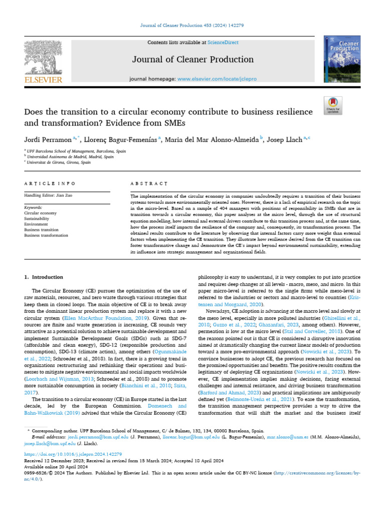 Does the Transition to a Circular Economy Contribute to 2024 Journal of ...