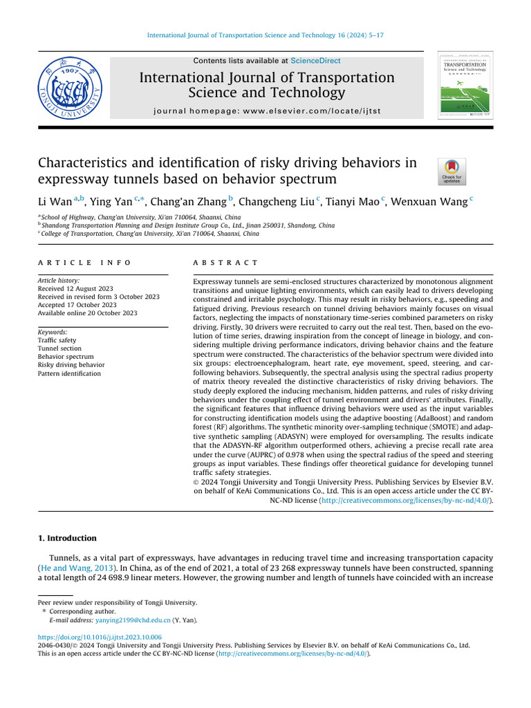 Characteristics and Identiﬁcation of Risky Driving Behaviors in ...