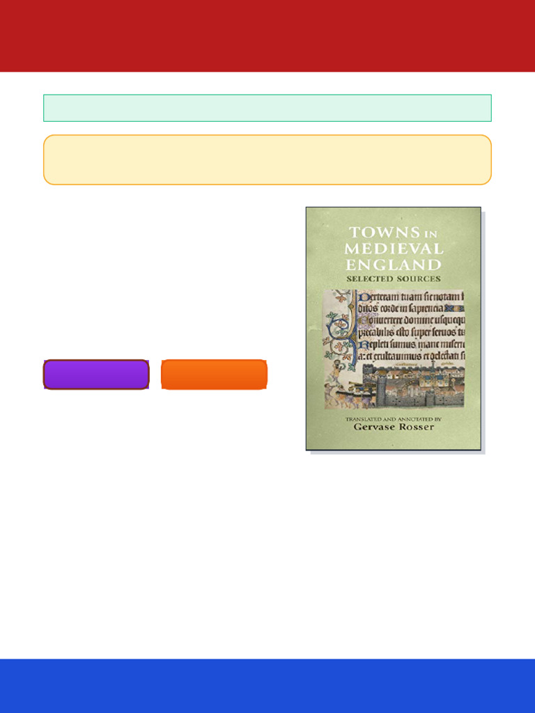Towns in Medieval England Selected Sources Manchester Medieval Sources ...