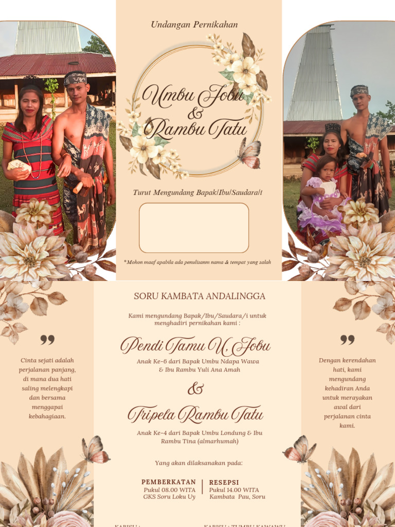 Krem Dan Coklat Aesthetic Floral Undangan Pernikahan | PDF
