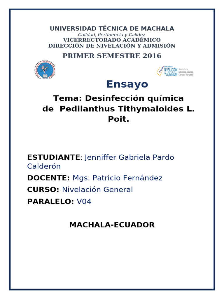 Desinfección Química de Itamo Real | PDF | Agua | Laboratorios