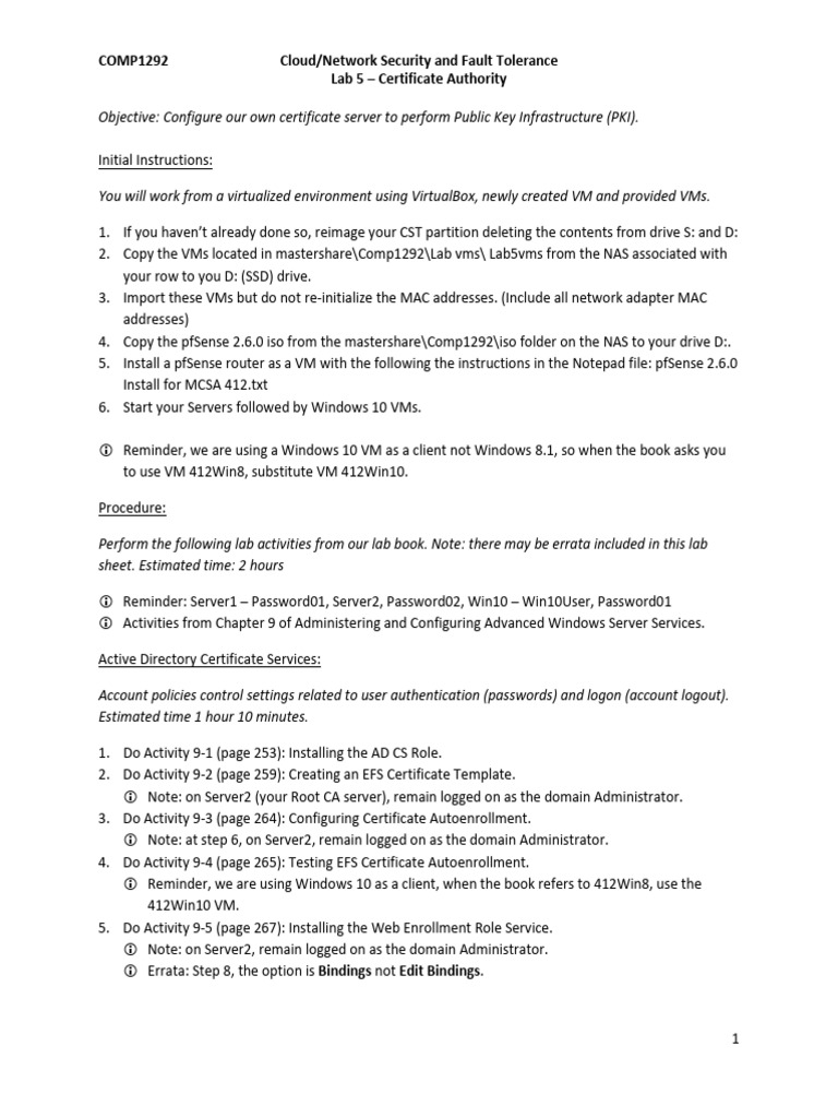 Lab 5 - Certificate Authority - Rev1 | PDF | Public Key Certificate ...