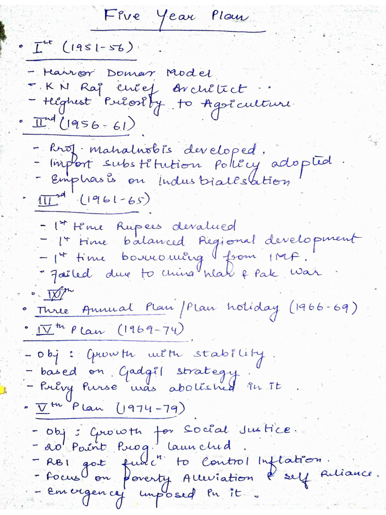 Five Year Plan Notes | PDF