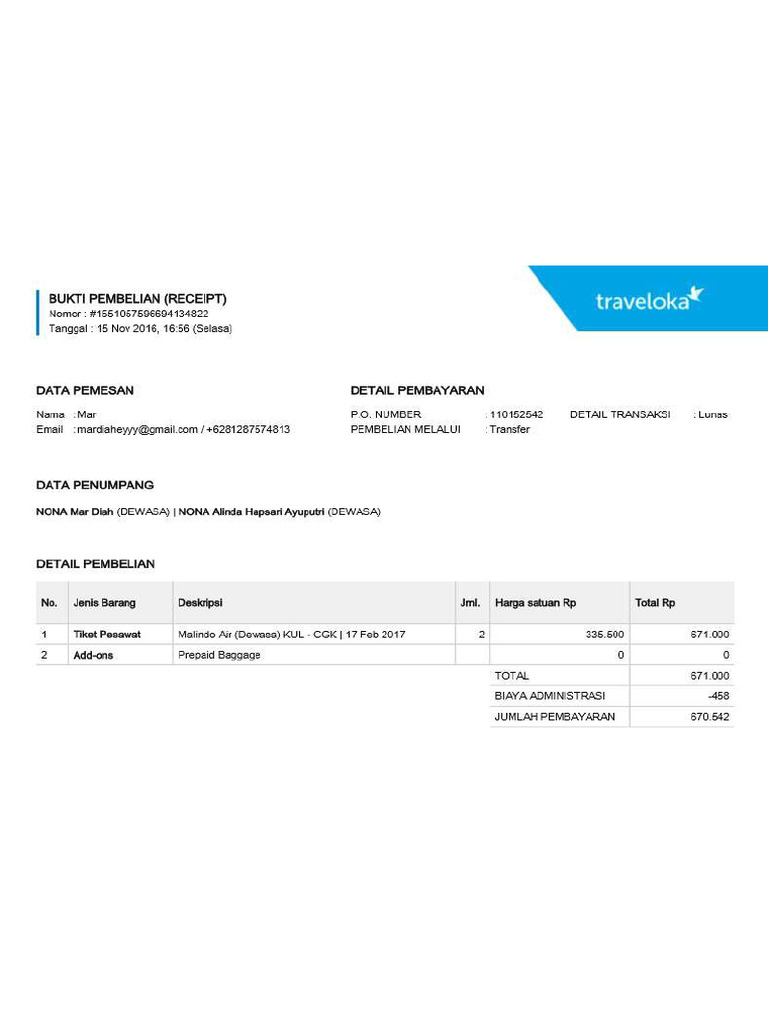 Tiket Traveloka | PDF