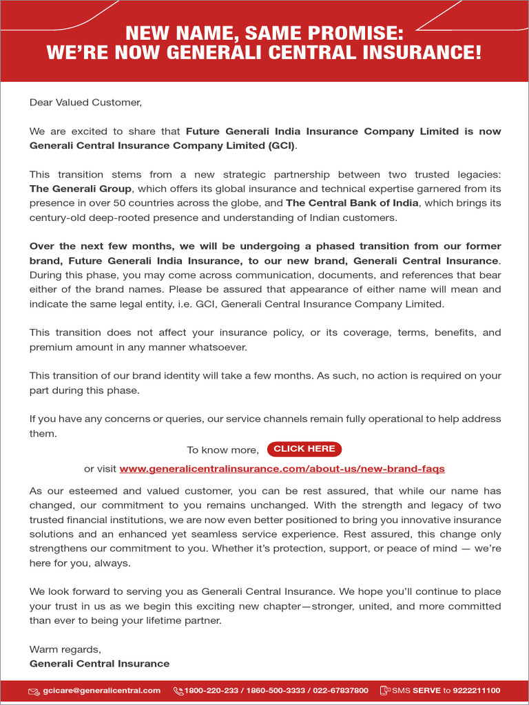 Generali Central Insurance Announcement | PDF | Insurance | Brand