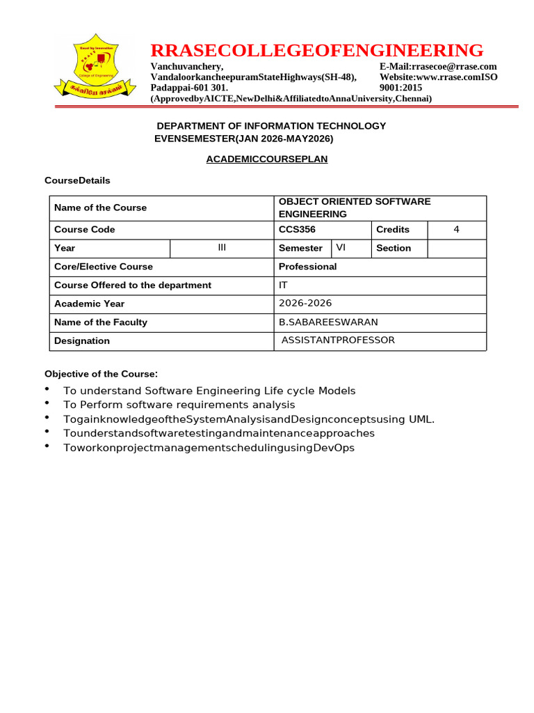 Final Lesson Plan Oose IT | PDF | Software Engineering | Systems ...