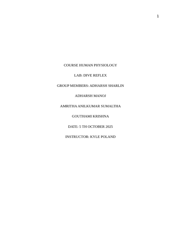Human Dive Reflex and Valsalva Maneuver Analysis | PDF | Heart Rate | Apnea