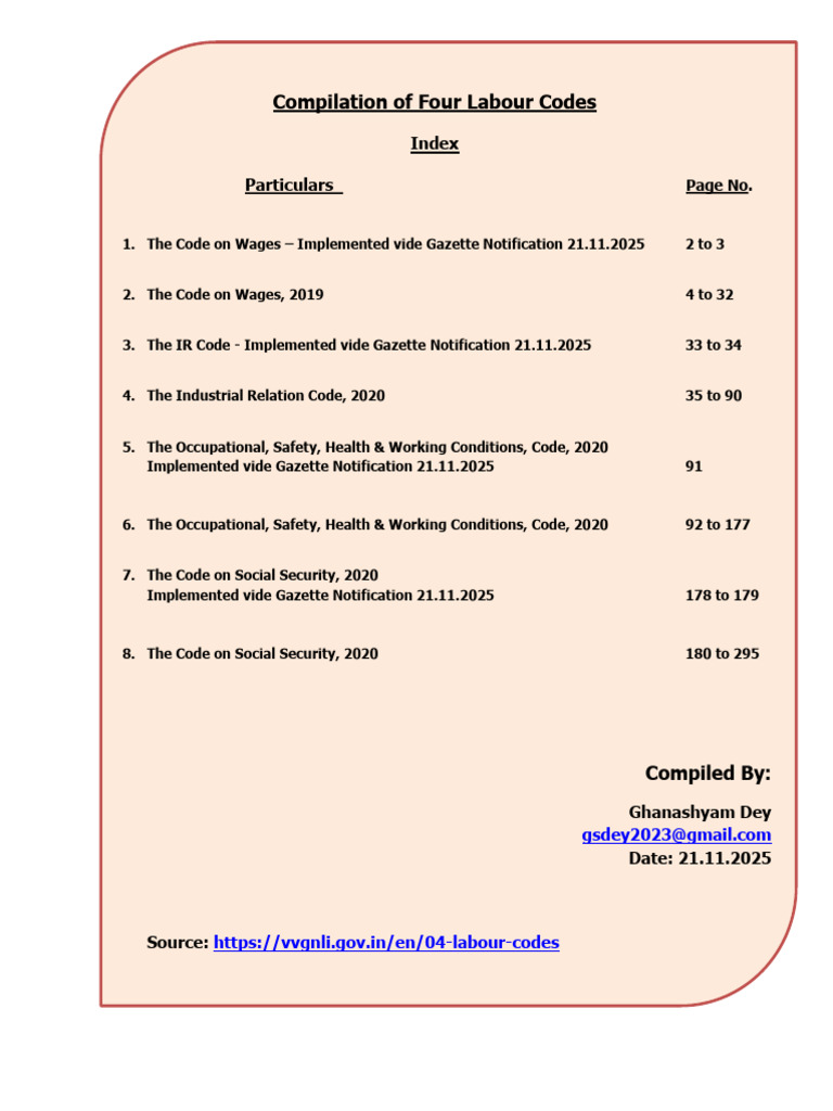 Overview of India's Labour Codes | PDF | Cost Of Living | Employment