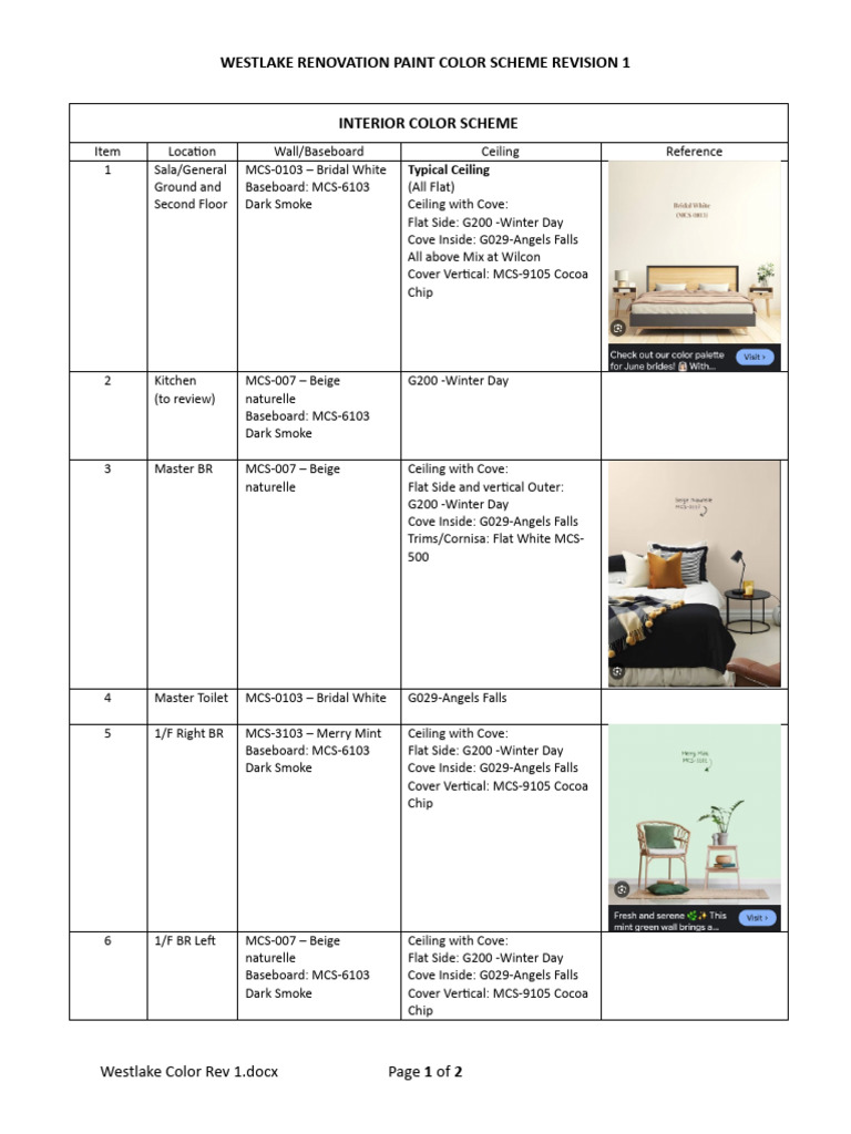 Westlake Paint Color Rev 1 - 60dc9bcf 1080 4cb3 951f 8867754bbb36 | PDF