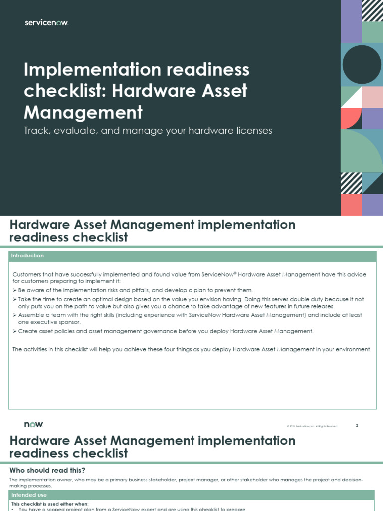 Hardware Asset Management Readiness Checklist | PDF | Asset Management ...