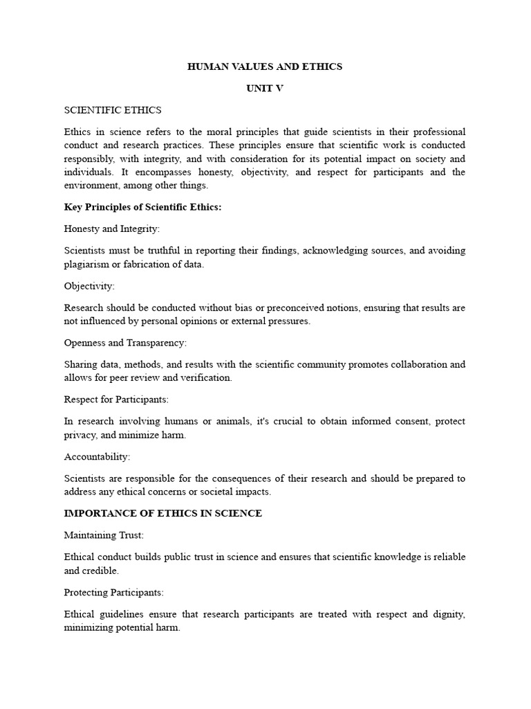 Human Values and Ethics Unit V | PDF | Science | Telephone