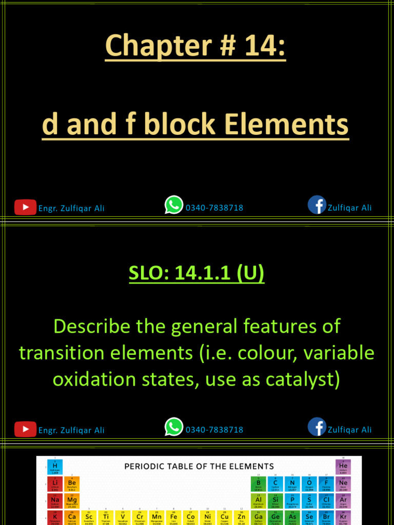 d and f Block Elements | PDF | Transition Metals | Coordination Complex