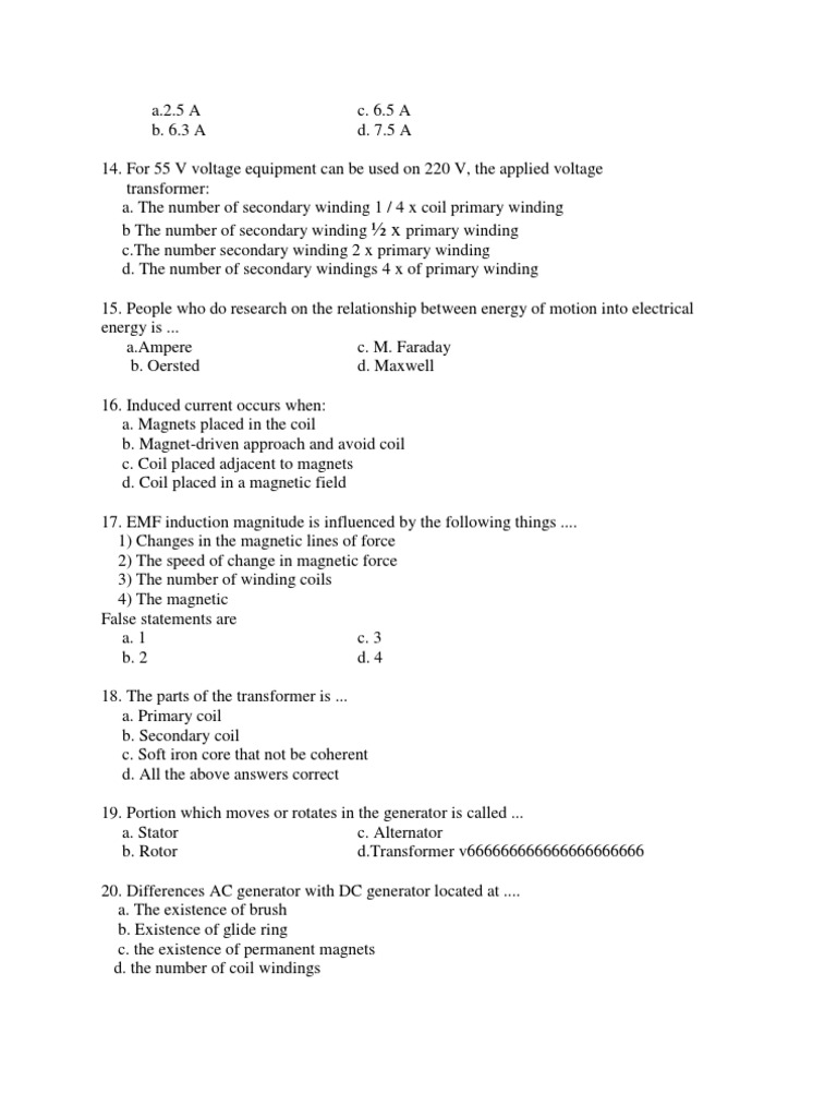 Physics Exam Prep Guide | PDF | Transformer | Electromagnetic Induction