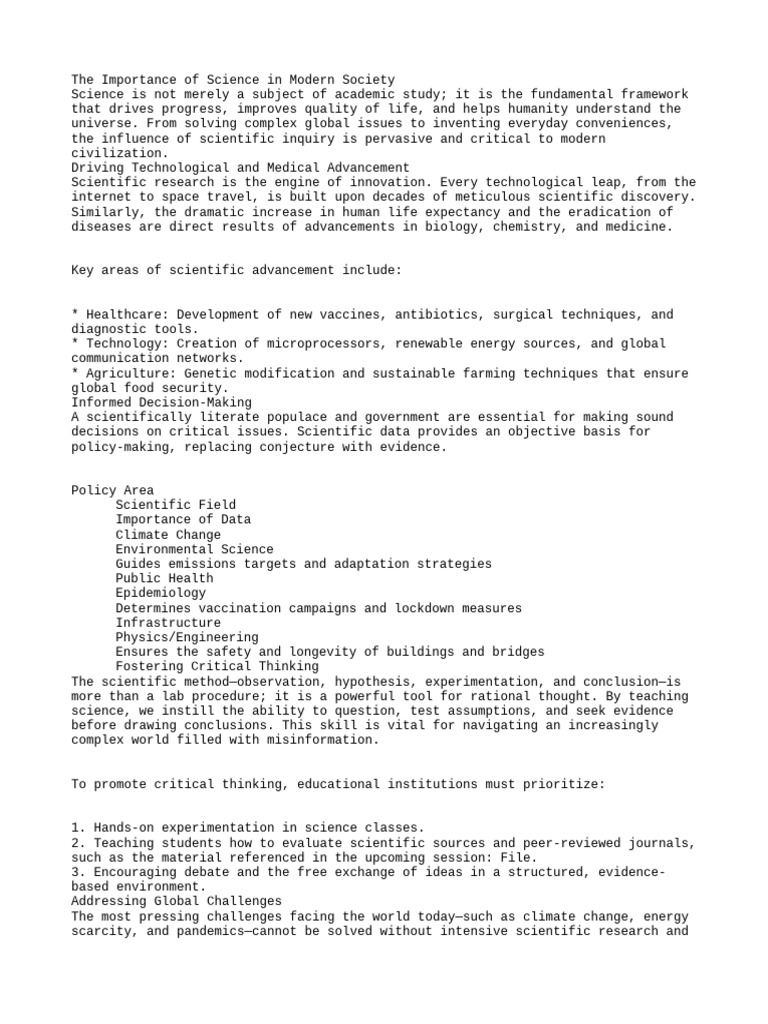 The Role of Science in Society Today | PDF | Science | Scientific Method