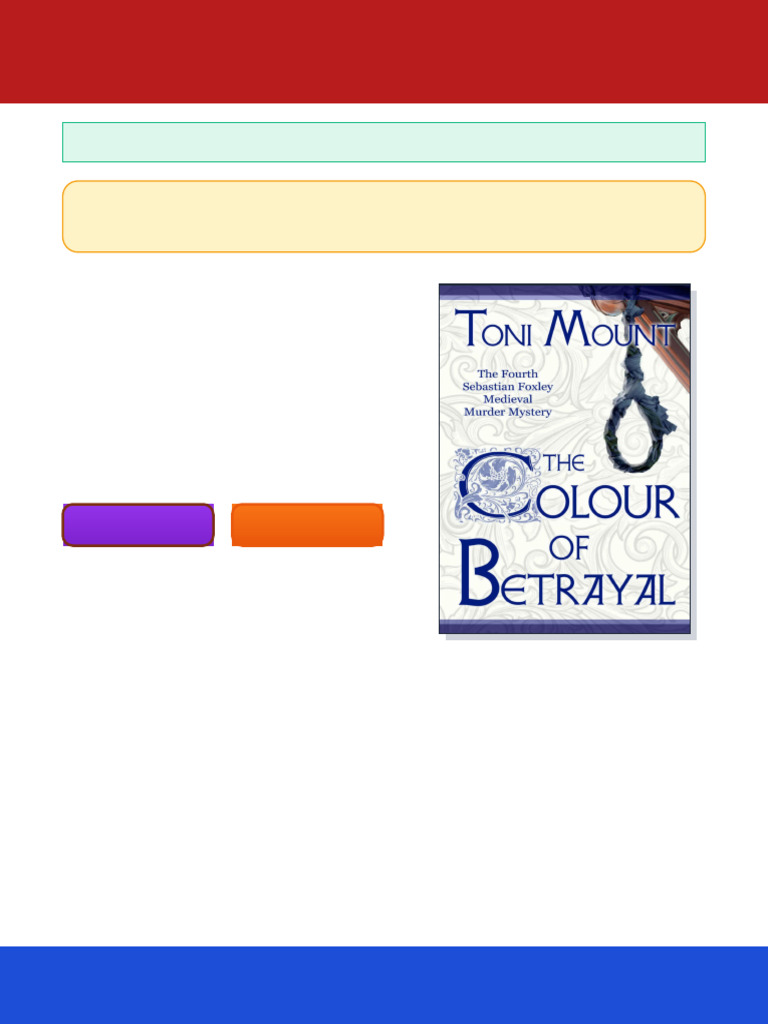 The Colour of Betrayal Sebastian Foxley Medieval Mystery 4 1st Edition ...