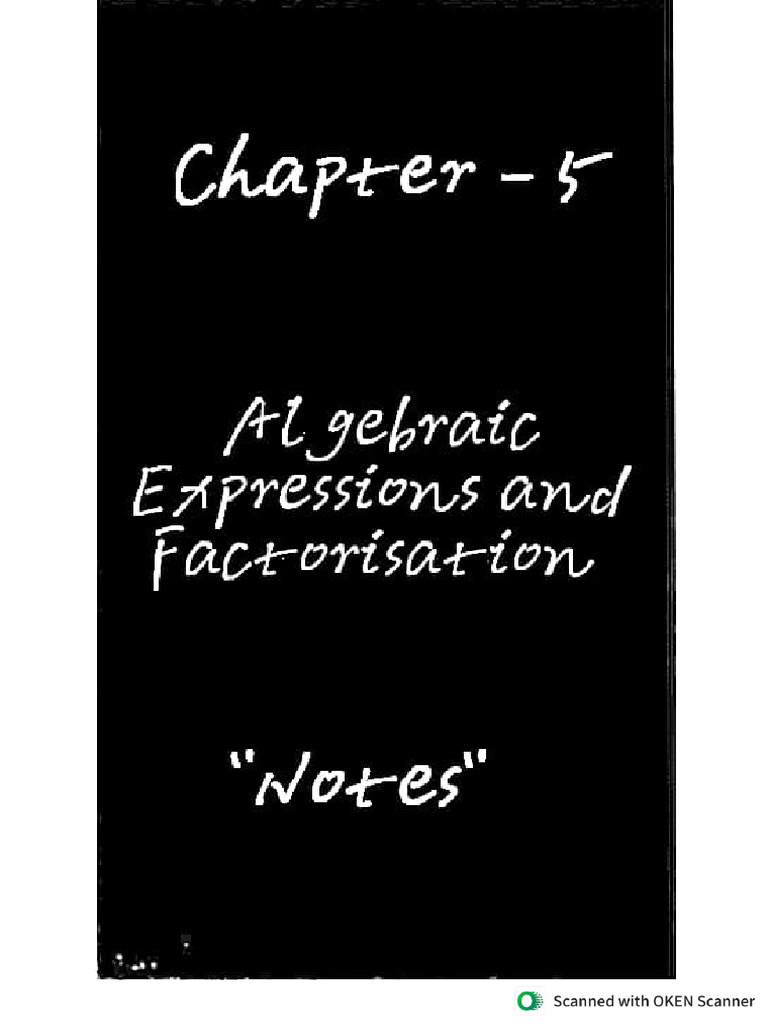 Chapter - 5 Algebraic Expressions and Factorisation | PDF