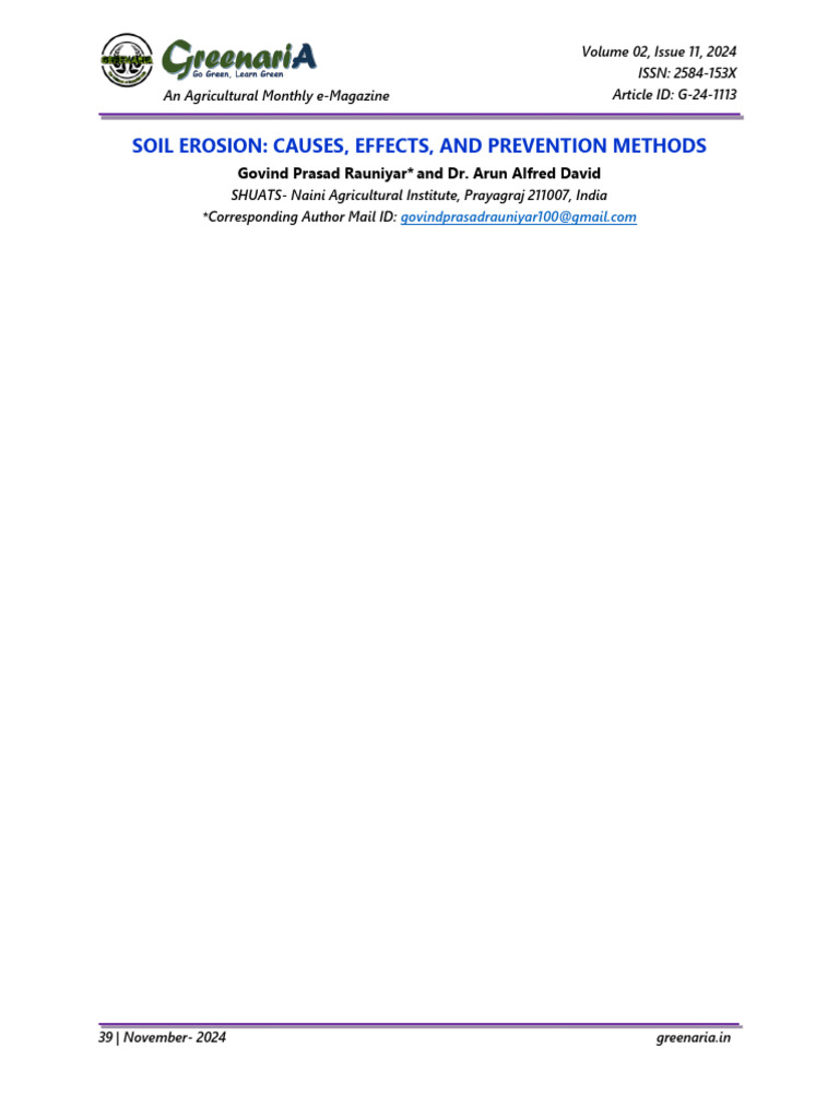 Soil Erosion Causes Effects and Prevention Methods | PDF | Erosion | Soil