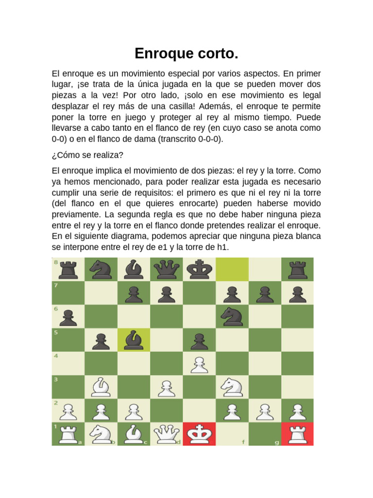 Enroque | PDF | Teoría del ajedrez | Juegos de mesa