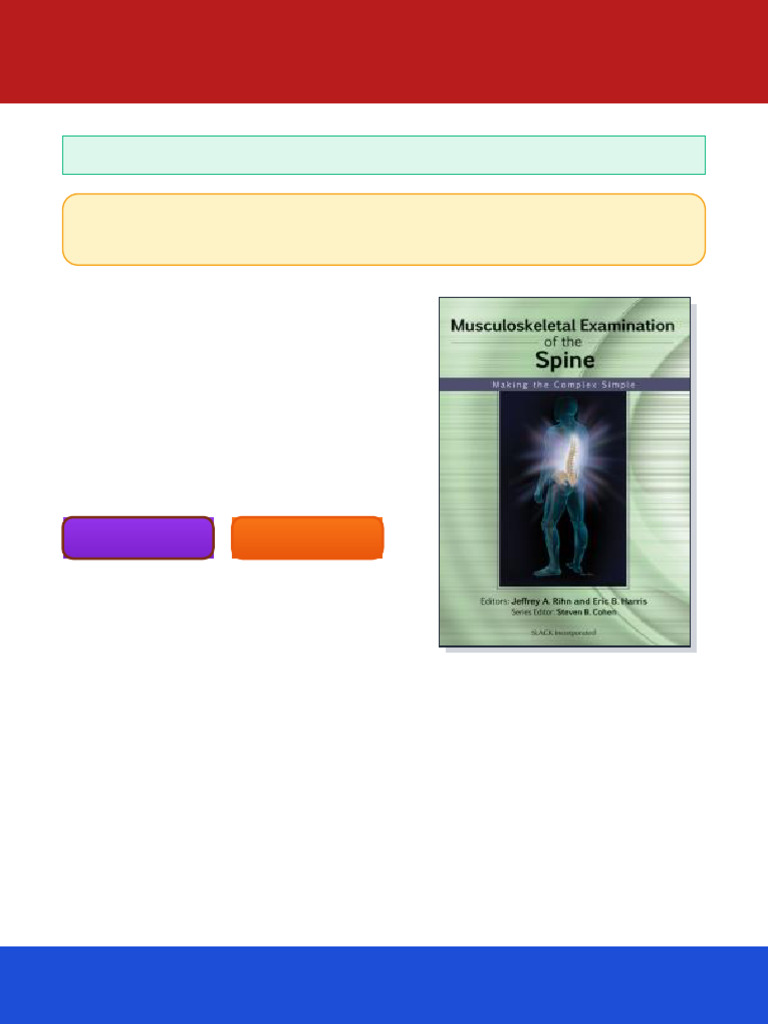 Musculoskeletal Examination of The Spine Making The Complex Simple 1st ...