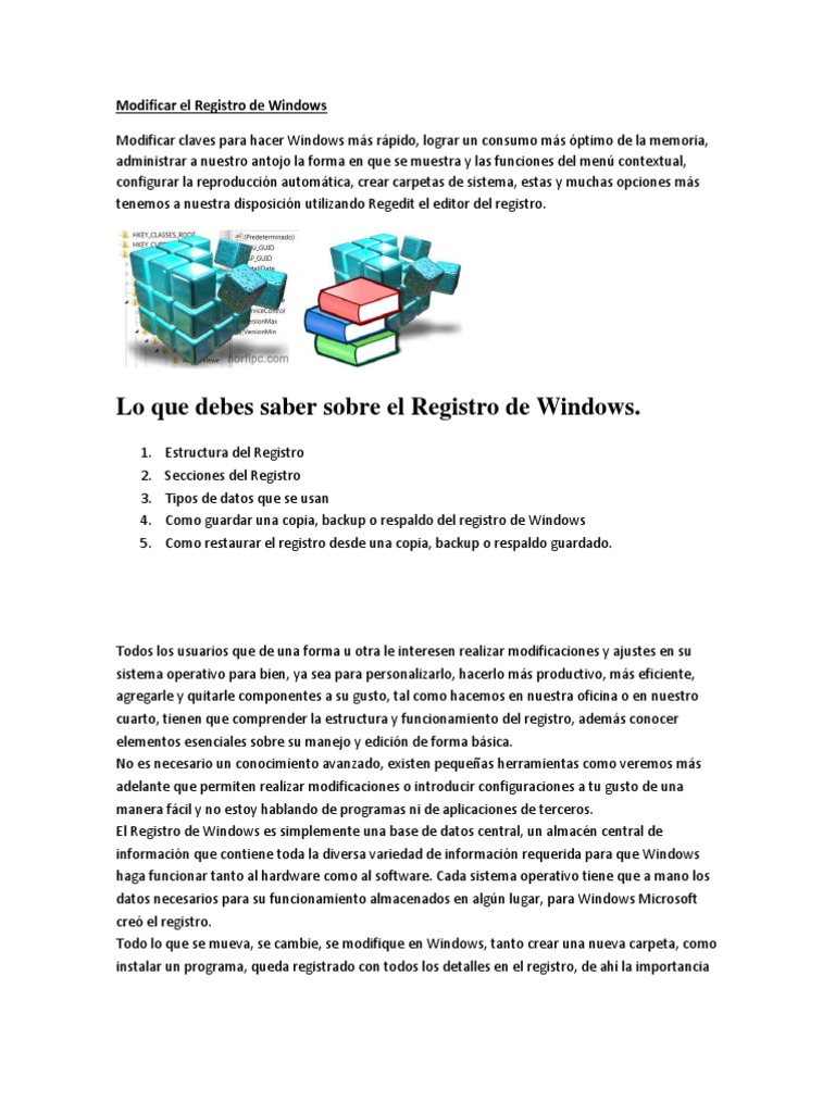 Modificar El Registro de Windows | PDF | Registro de Windows | Apoyo